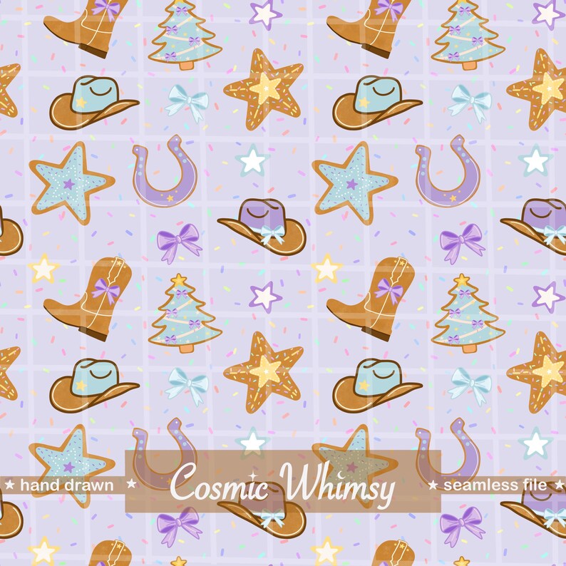 Western Cowgirl Gingerbread Christmas Seamless Holiday Pattern ...