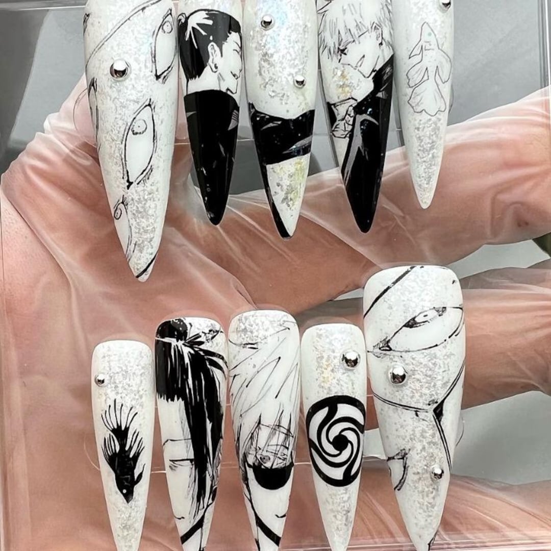Gojo X Geto Manga Icons Anime Acrylic Nails, Press on Nails, Birthday ...