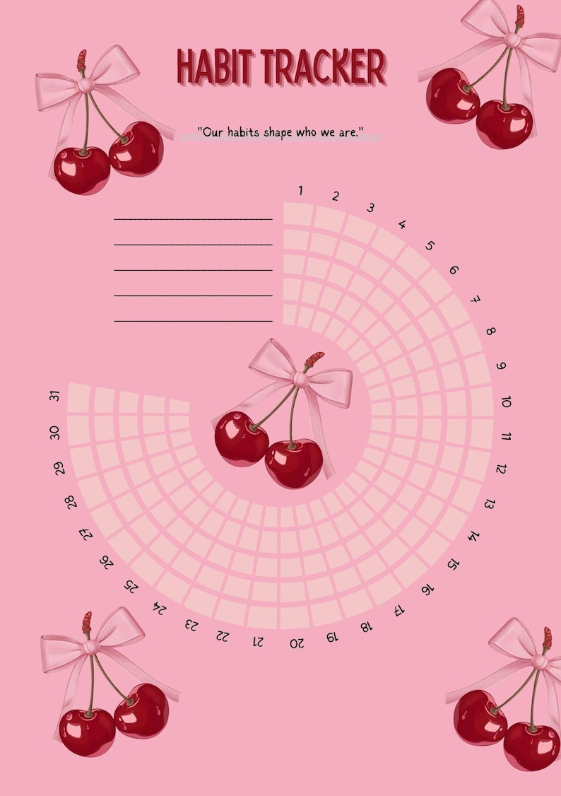 Cherry Habit Tracker - Etsy