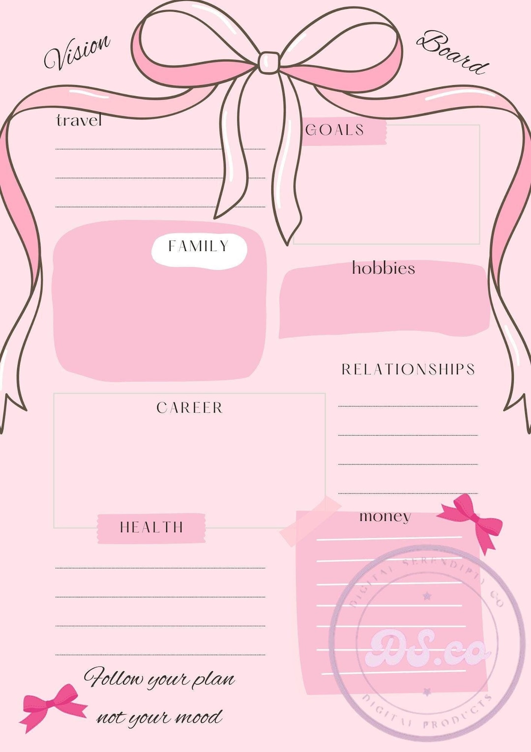 Pink Bow Vision Board - Etsy