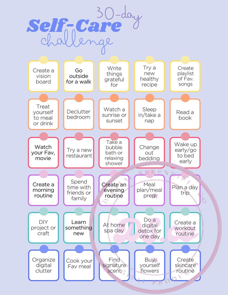 Colorful 30day Self-care Challenge - Etsy