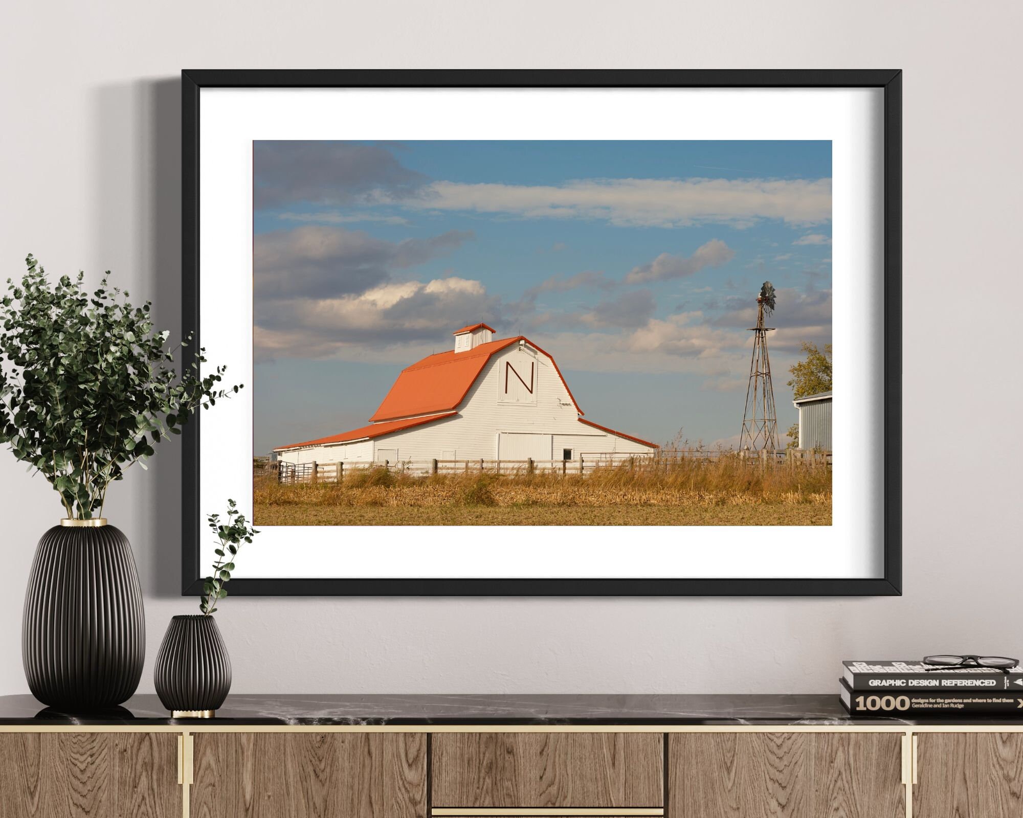 Nebraska "n" Barn Landscape Art Print or Canvas - Cornhuskers - Etsy