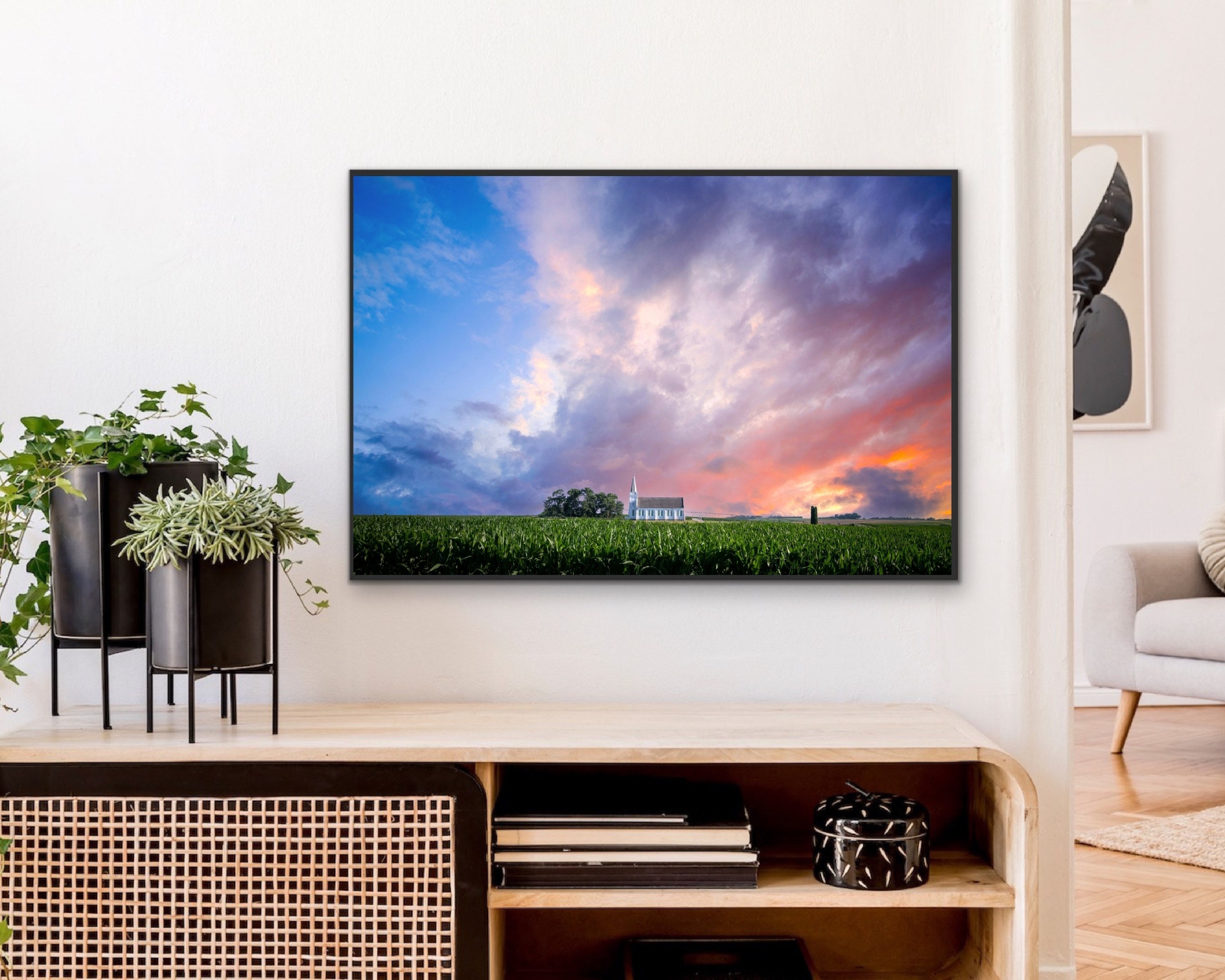 Extra Large Country Home Decor Amazing Church Under Colorful - Etsy