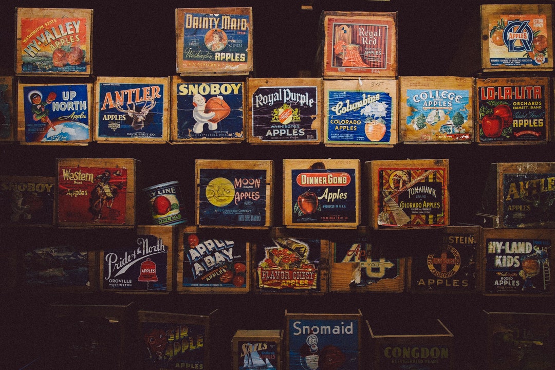 Kitchen Wall Art Canvas Print of Apple Boxes in Barn - Etsy
