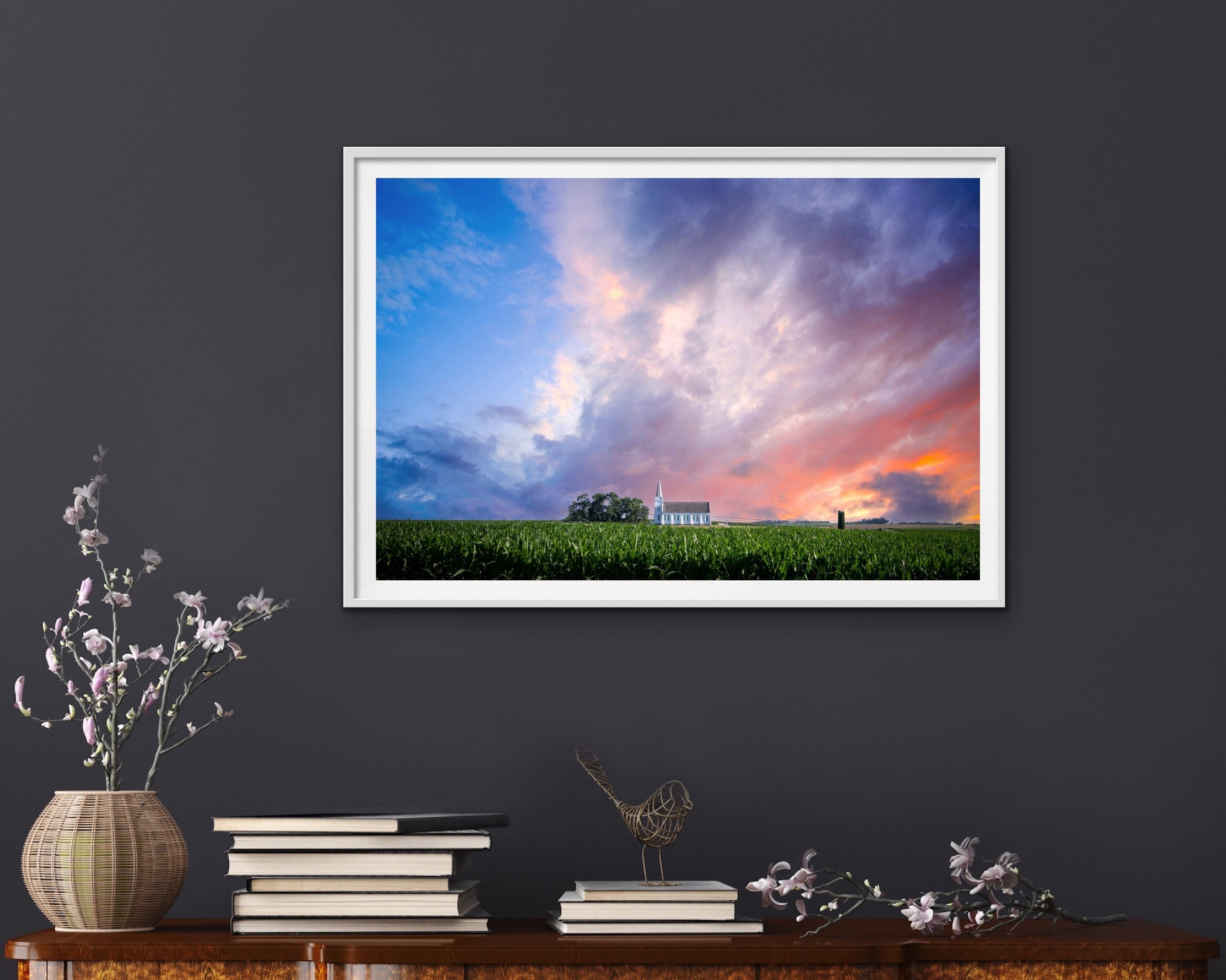 Extra Large Country Home Decor Amazing Church Under Colorful - Etsy