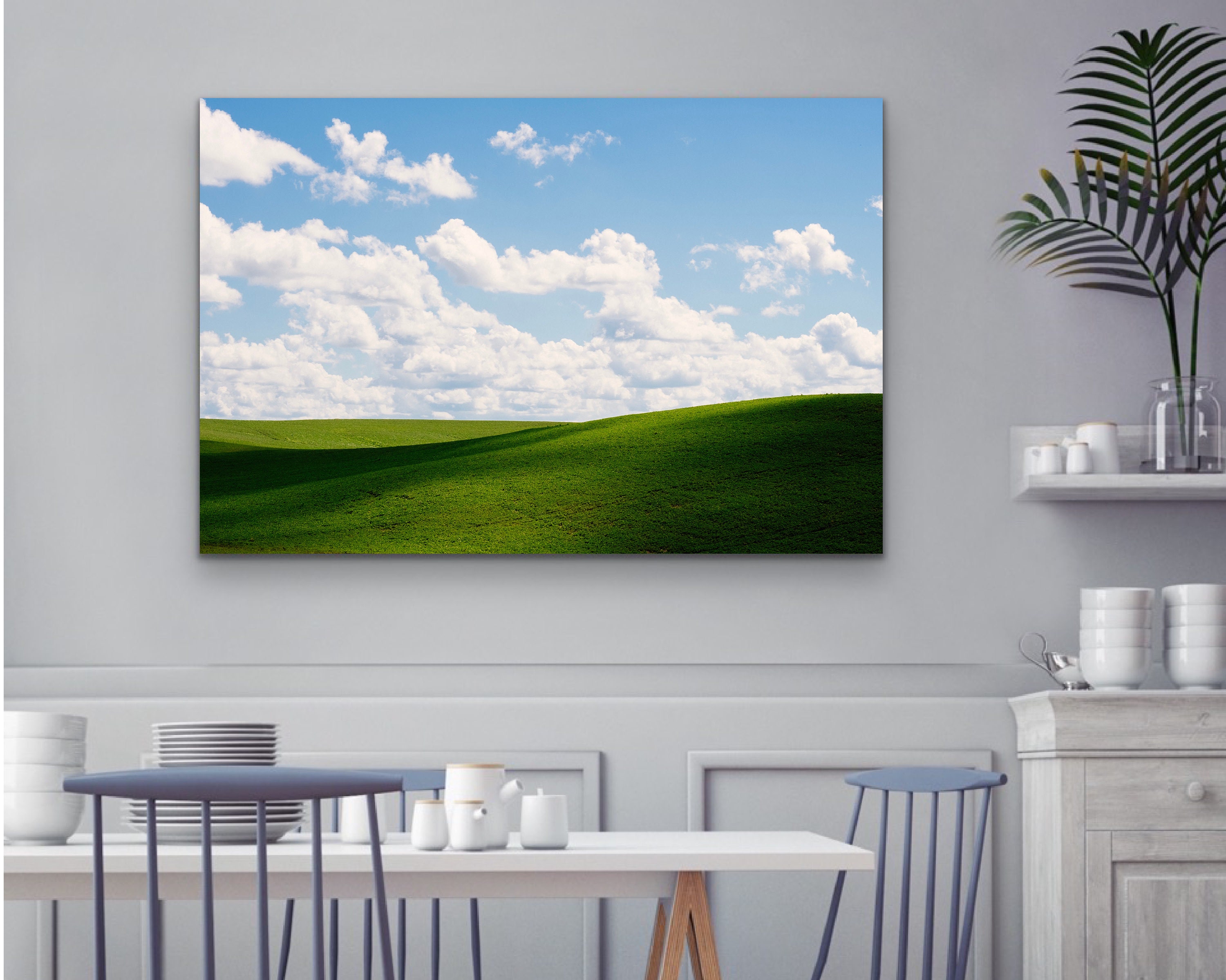 Peaceful Art for Home - Minimalist Wall Art - Clouds and Gentle Hills ...