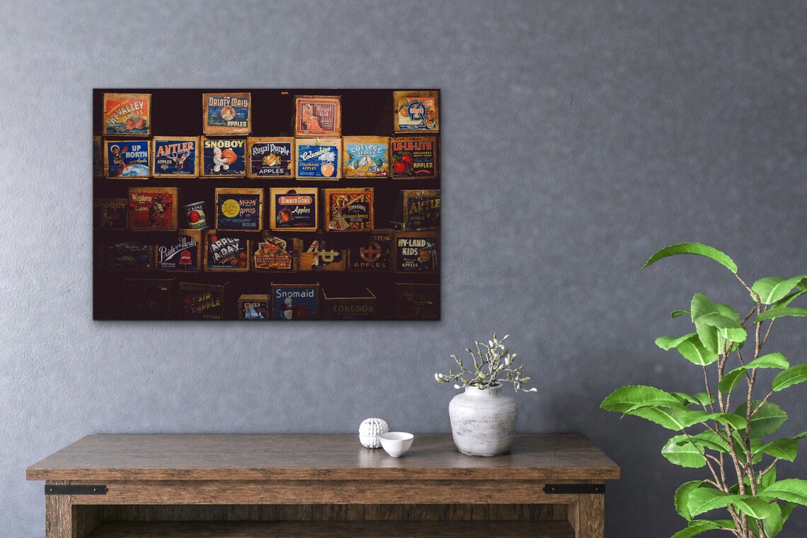 Kitchen Wall Art Canvas Print of Apple Boxes in Barn - Etsy