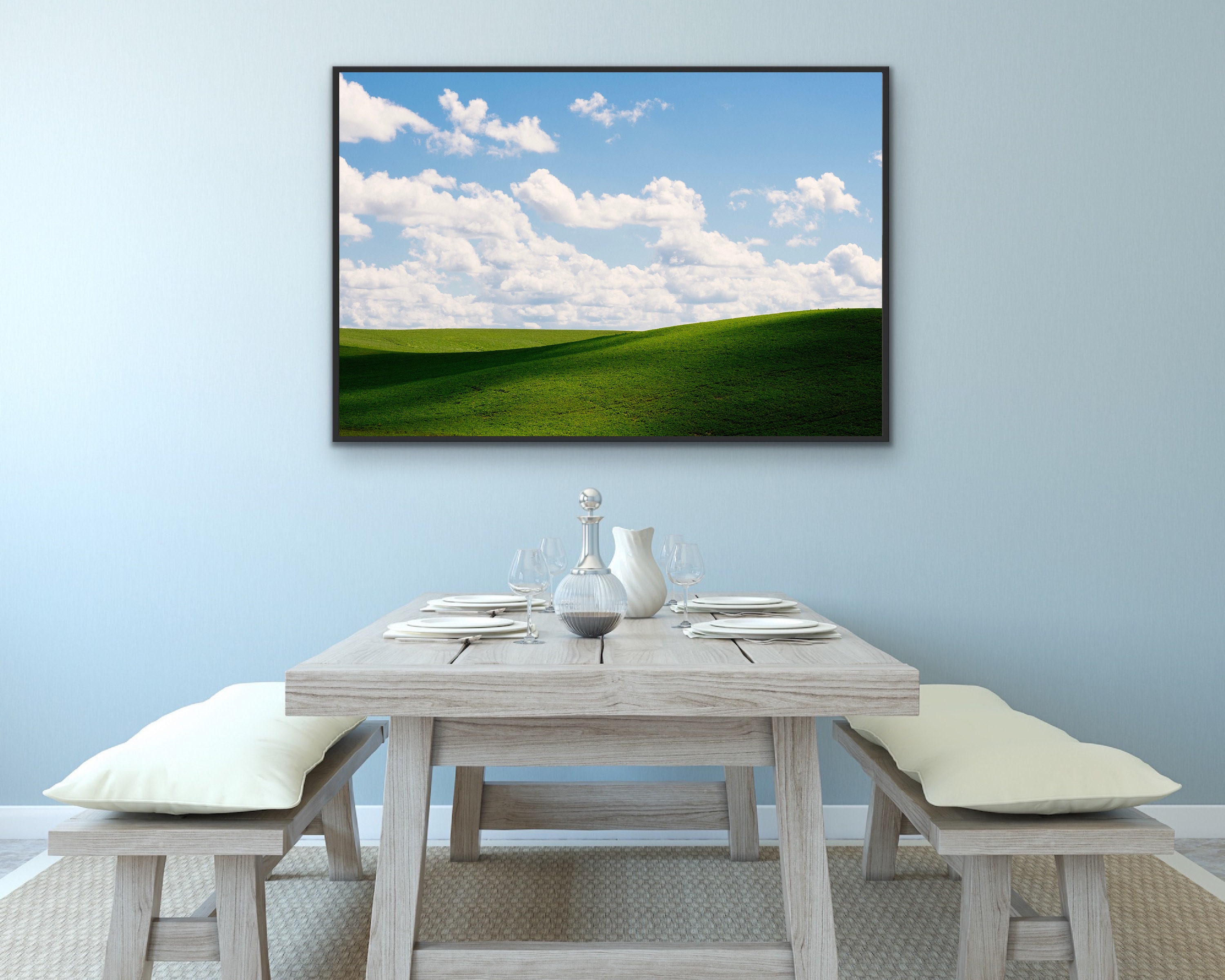 Peaceful Art for Home - Minimalist Wall Art - Clouds and Gentle Hills ...