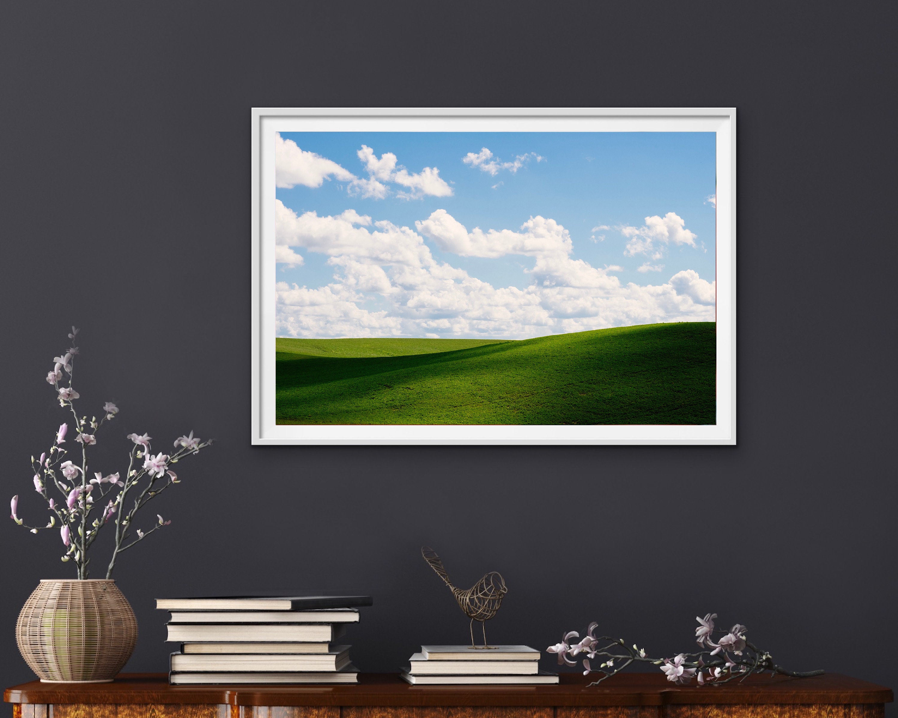 Peaceful Art for Home - Minimalist Wall Art - Clouds and Gentle Hills ...