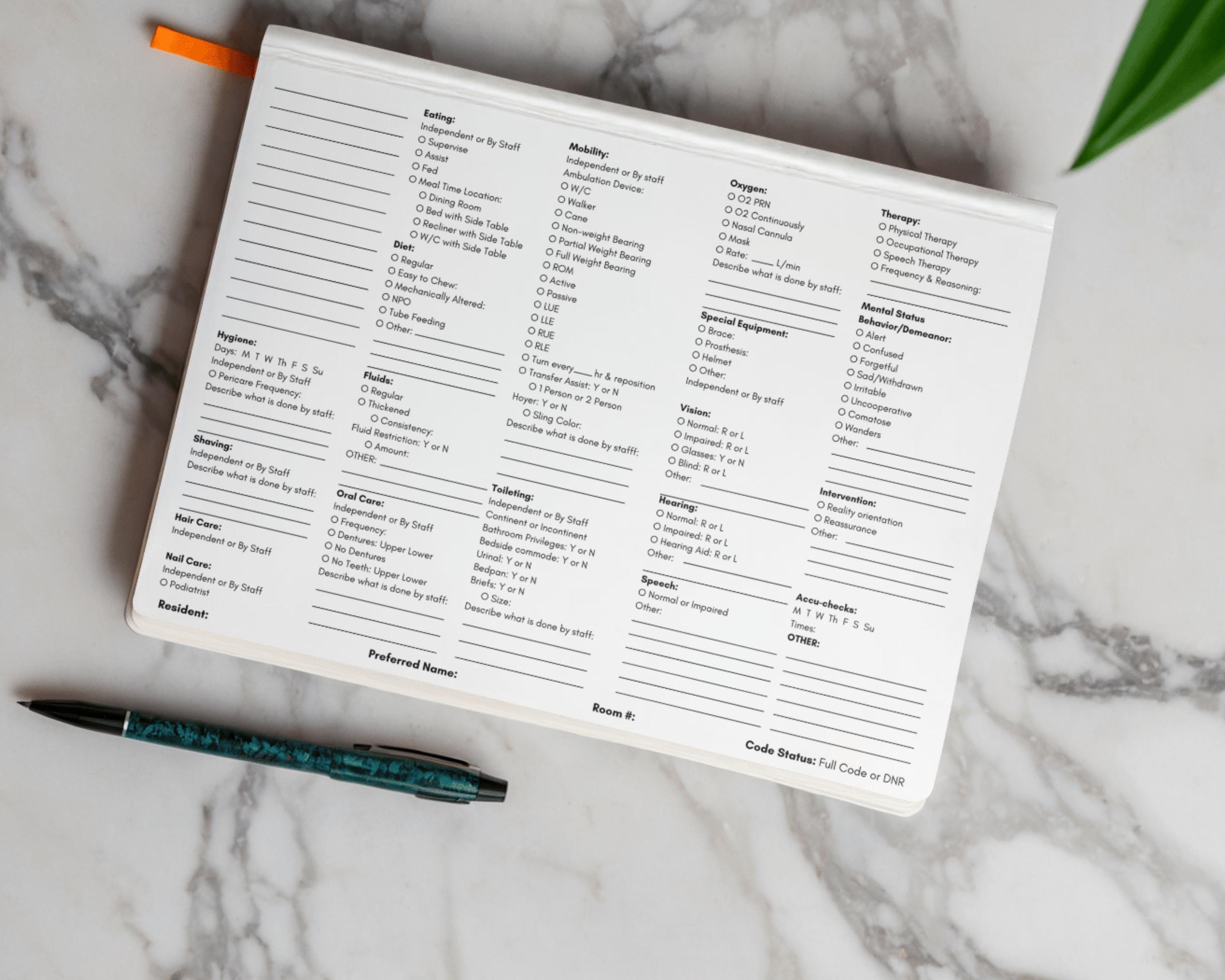 LTC Resident Care Cheat Sheet | Nurse CNA Quick Reference (PDF) - Etsy