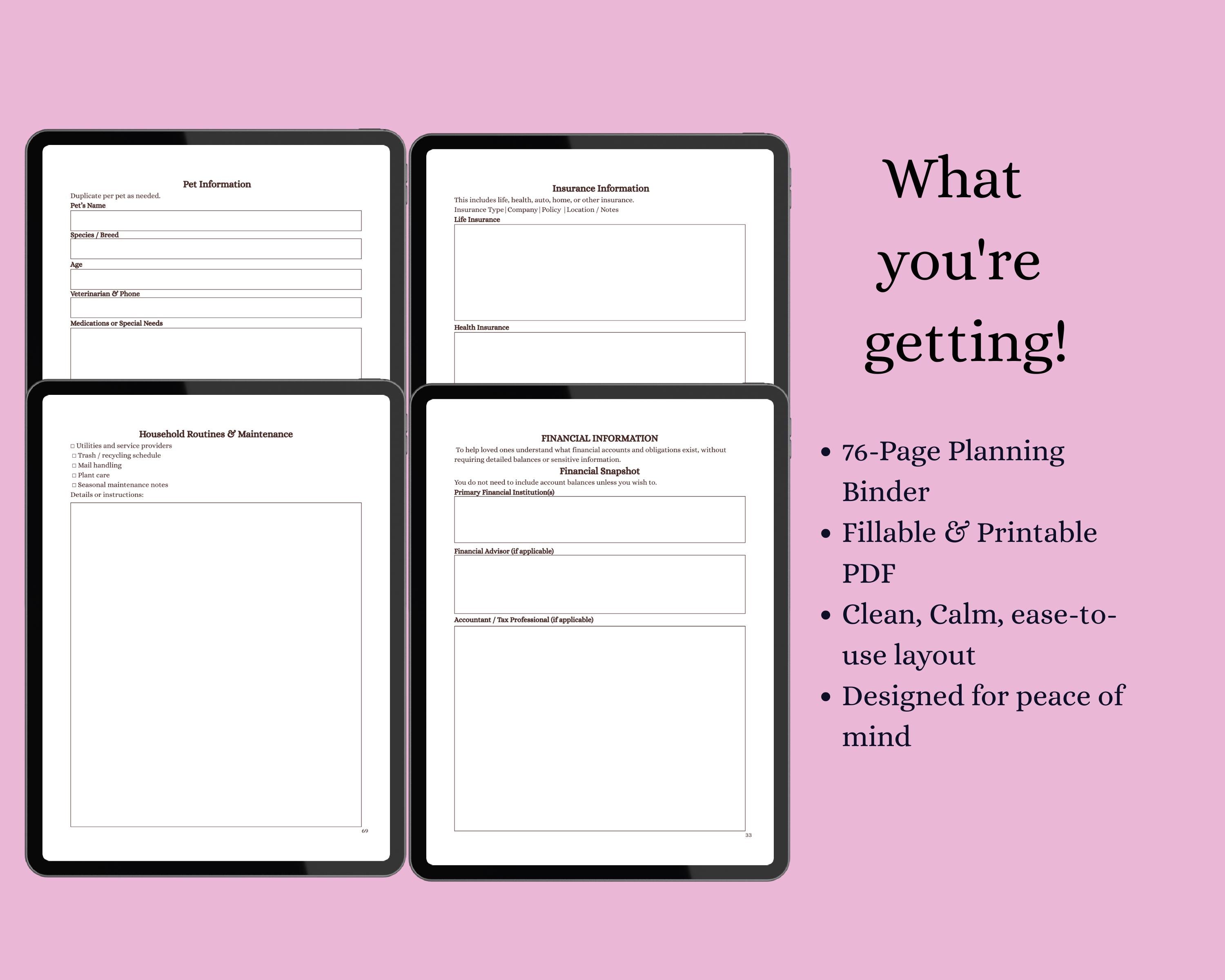 End of Life Planner | Fillable Printable Digital Planner | End of Life ...