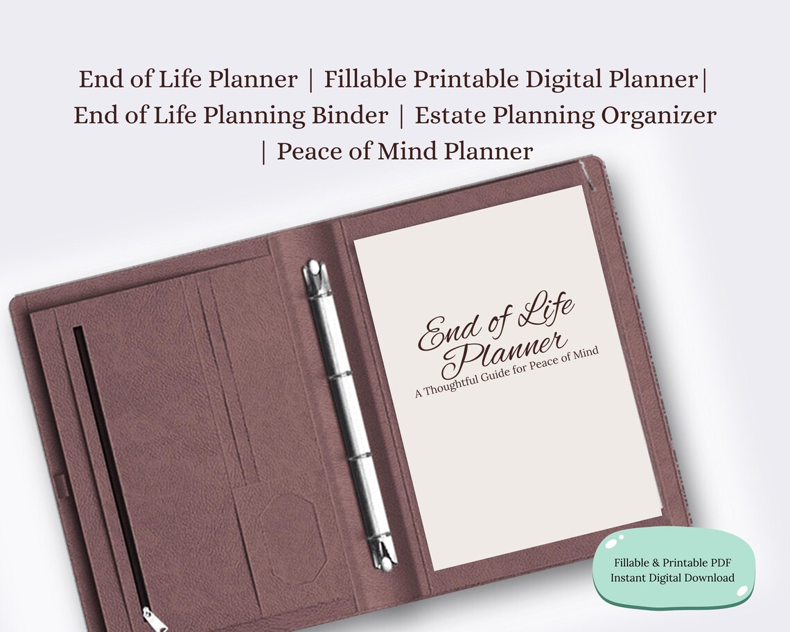 End of Life Planner | Fillable Printable Digital Planner | End of Life ...