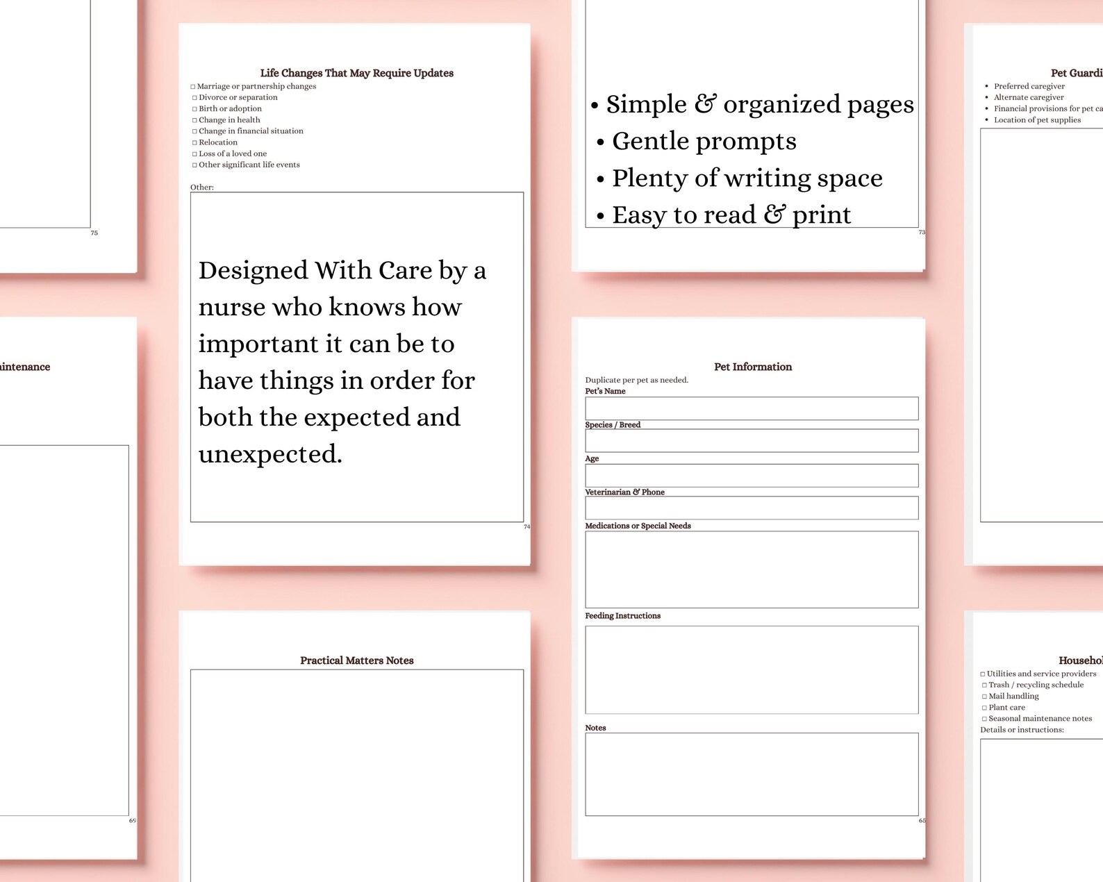 End of Life Planner | Fillable Printable Digital Planner | End of Life ...