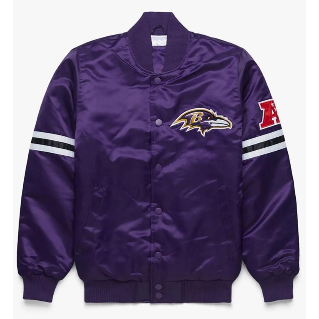Ravens Varsity Jacket NFL League Ravens Letterman Bomber Jacket Satin ...