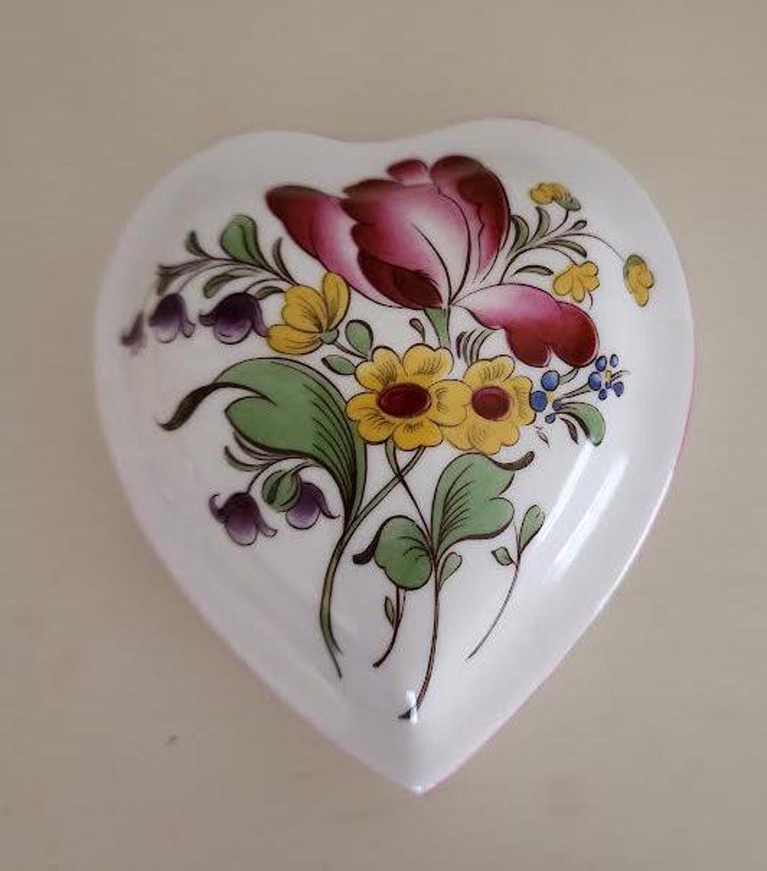 Spode England F1461-F Marlborough Sprays, Heart Trinket Box W/ Lid - Etsy