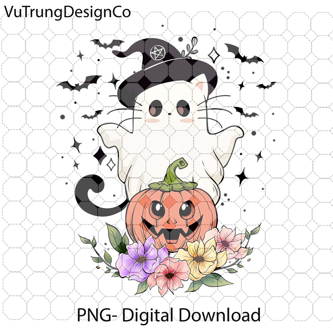 Ghost Cat Png, Cute Halloween Ghosts Png, Cat Lover Ghost Png ...