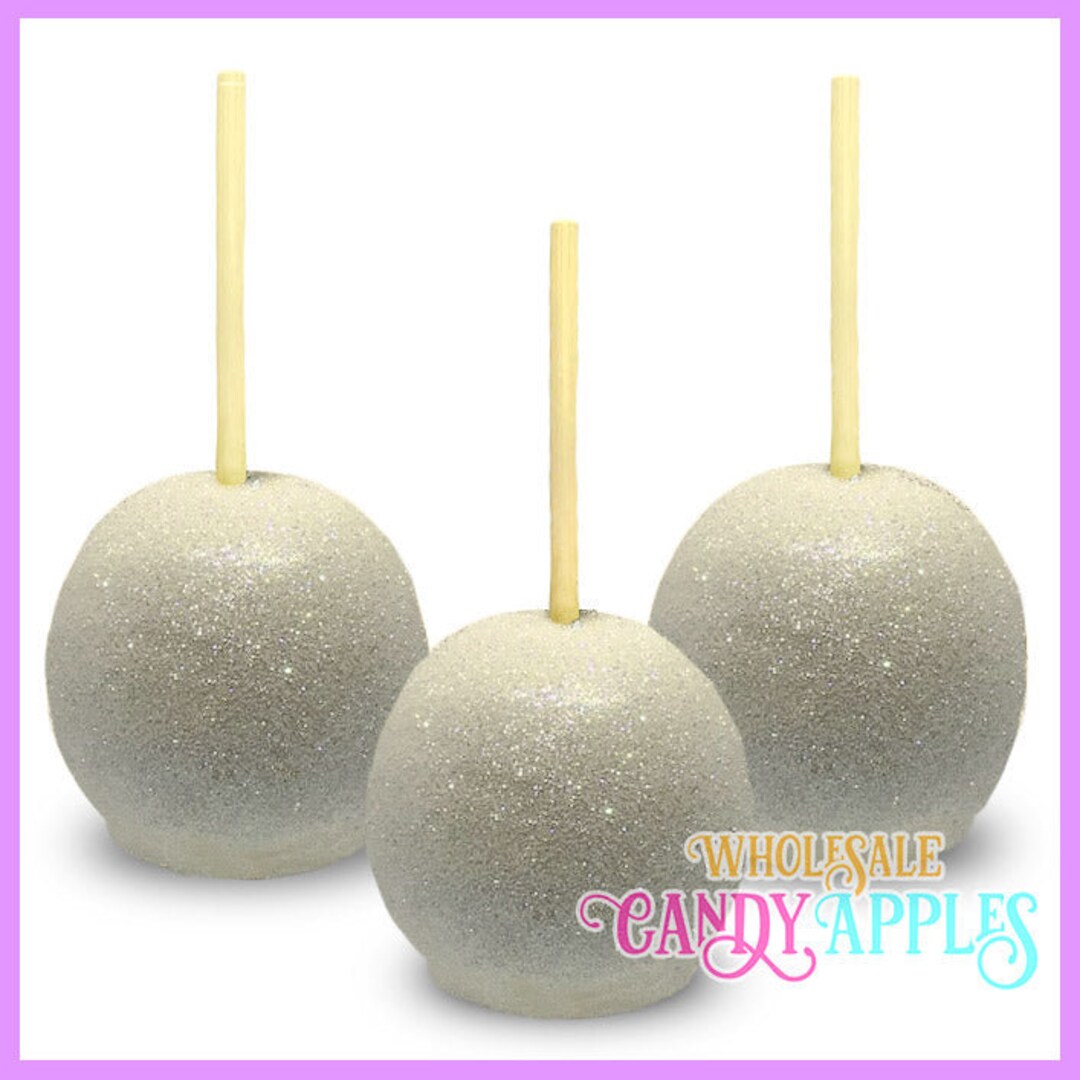 White Glitter Candy Apples- 12 per Set/ 1 Dozen - Etsy