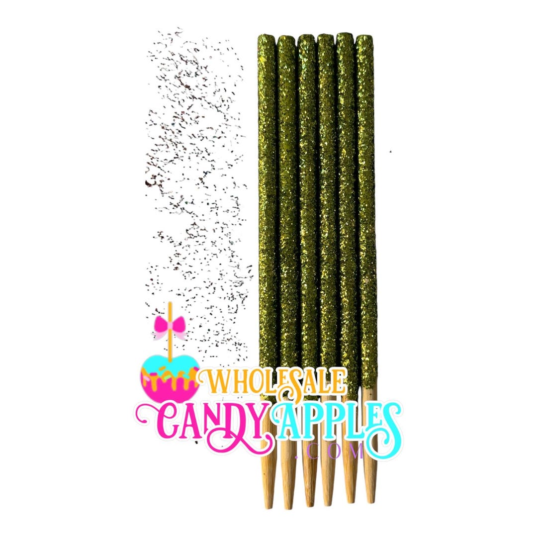 Sage Green Glitter Candy Apple Sticks-12 Sticks - Etsy
