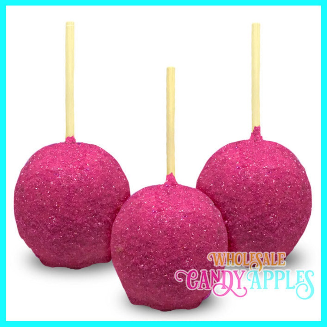 Hot Pink Sugar Crystal Candy Apple- 12 per Set/ 1 Dozen - Etsy