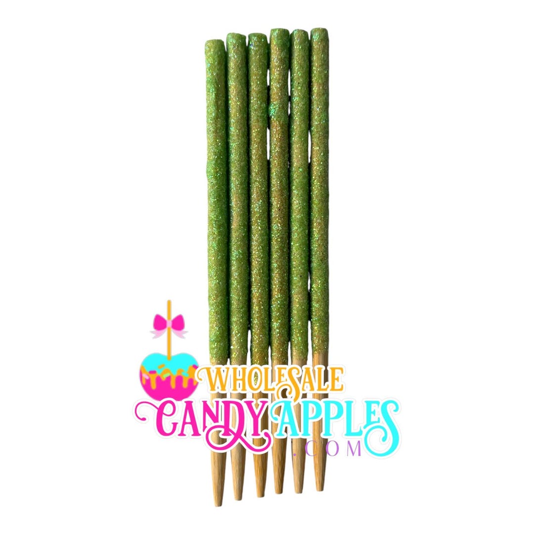 Apple Green Glitter Candy Apple Sticks-12 Sticks - Etsy
