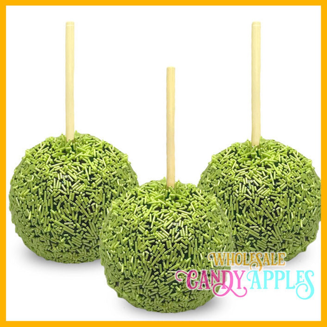 Shimmer Lime Green Sprinkle Candy Apple- 12 per Set/ 1 Dozen - Etsy