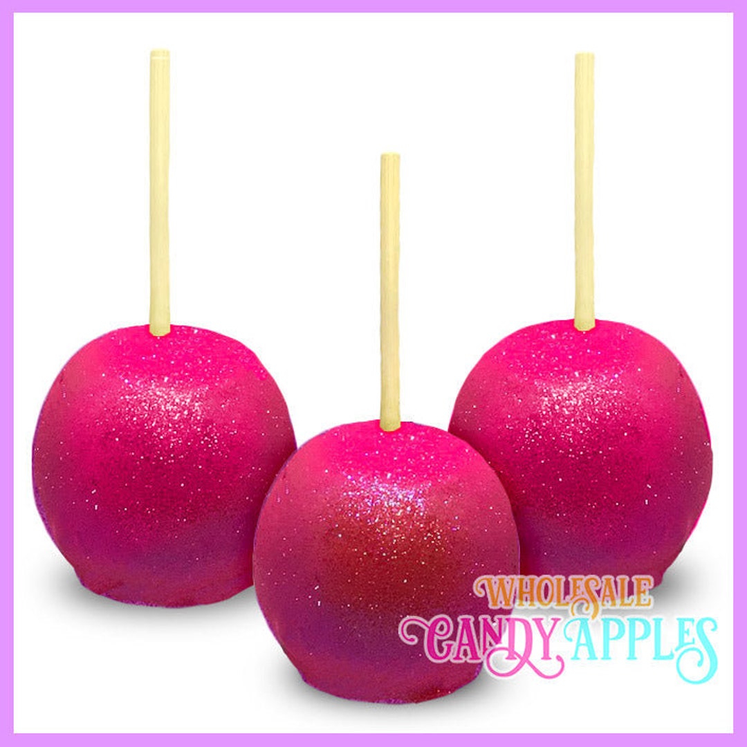 Hot Pink Glitter Candy Apples- 12 per Set/ 1 Dozen - Etsy