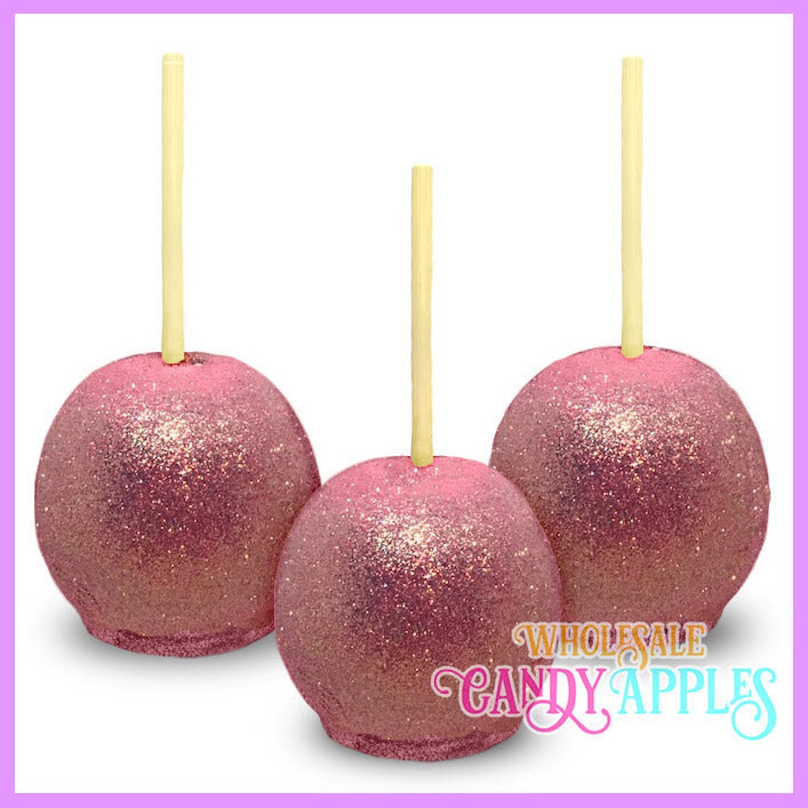 Light Pink Glitter Candy Apples- 12 per Set/ 1 Dozen - Etsy