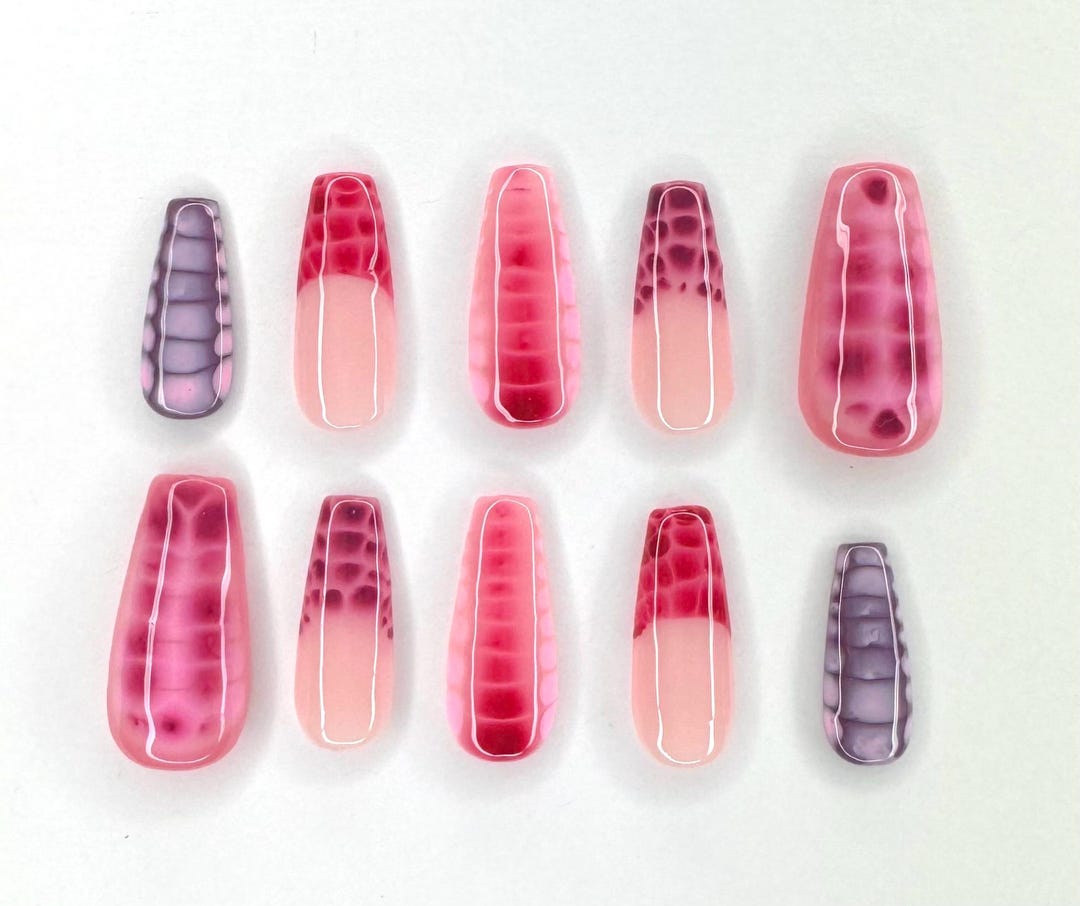 The Pink Set| Medium Length Coffin Nails| Handmade, Reusable Press Ons ...