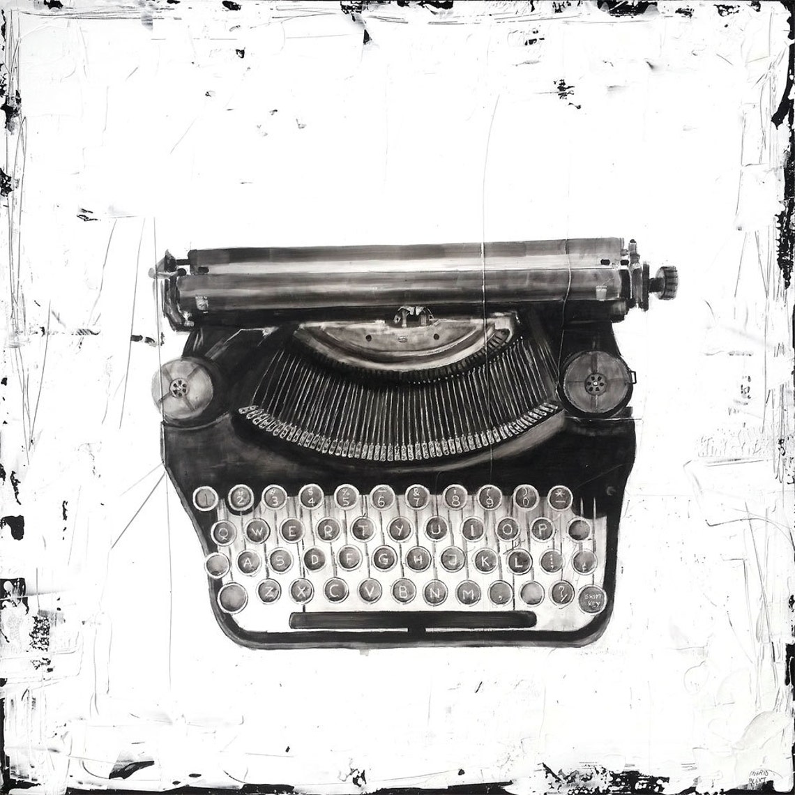 The Typewriter - Print From Original Graphite Drawing - Etsy