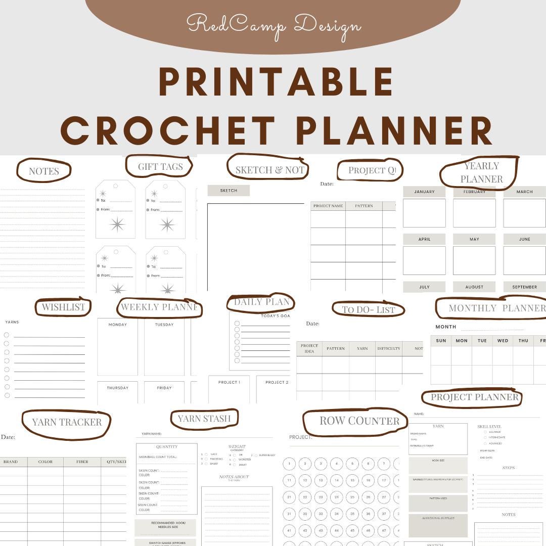 CROCHET PLANNER- Crochet Planner PDF, Printable Crochet Planner ...