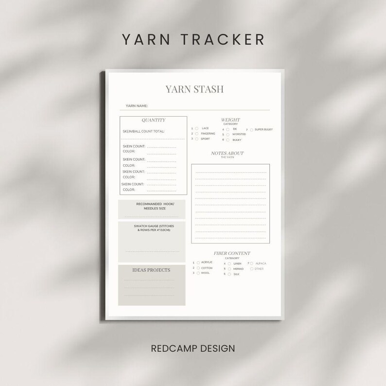 Yarn Stash Tracker Printable: Crochet Knitting Project Planner (PDF ...