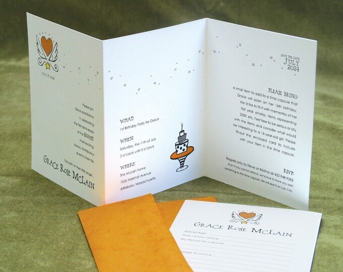 Time Capsule Birthday Party Kit - 14 Invitations, Envelopes and Guest ...