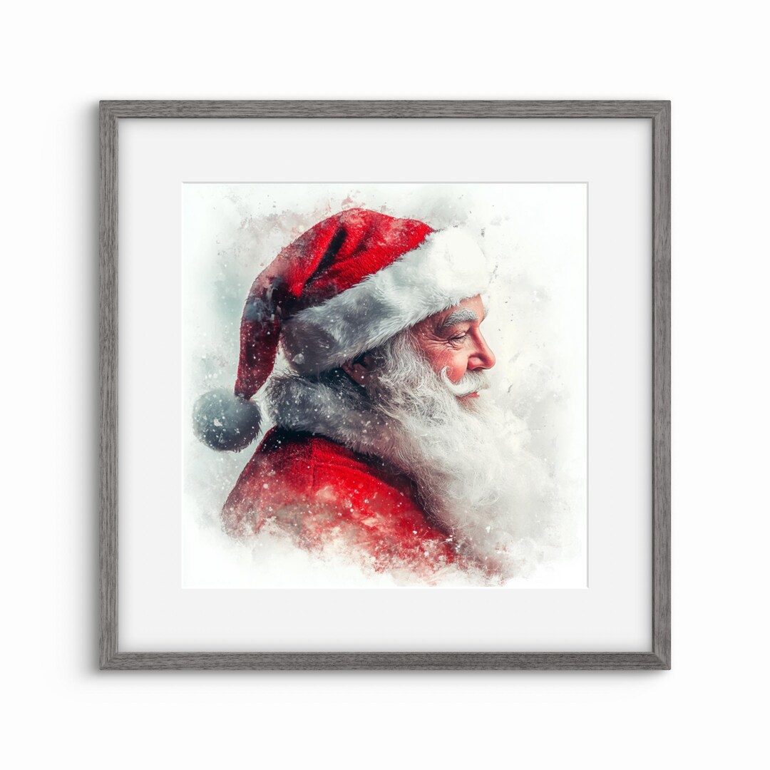 Rustic Santa Claus Oil Painting, Printable Christmas Wall Art (digital ...
