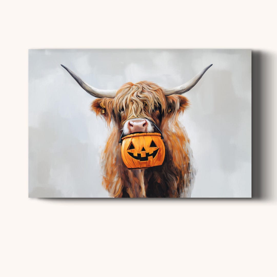 Highland Cow | Autumn Art | Cute Ghost | Raven Art | Cottage Core Art ...