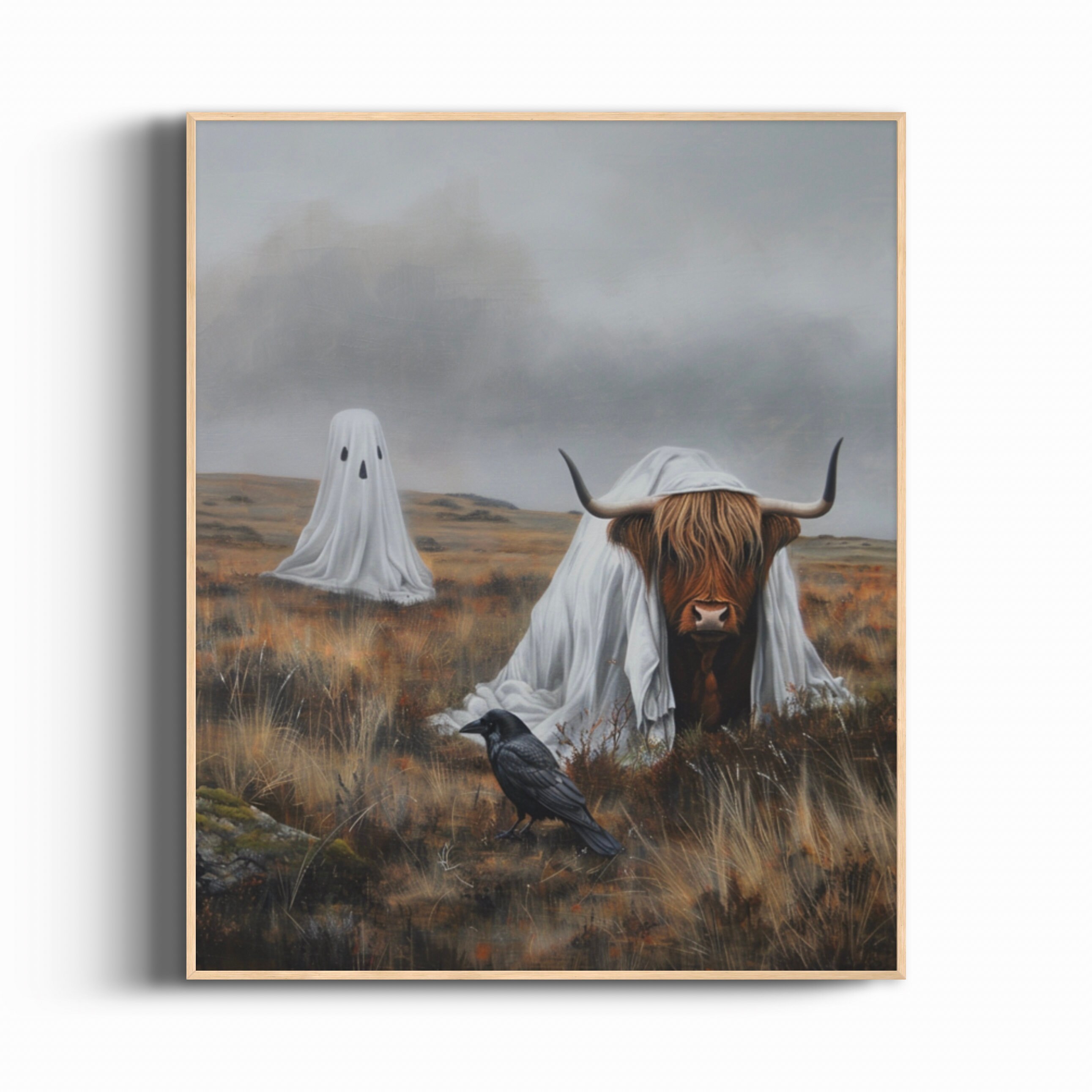 Highland Cow | Autumn Art | Cute Ghost | Raven Art | Cottage Core Art ...
