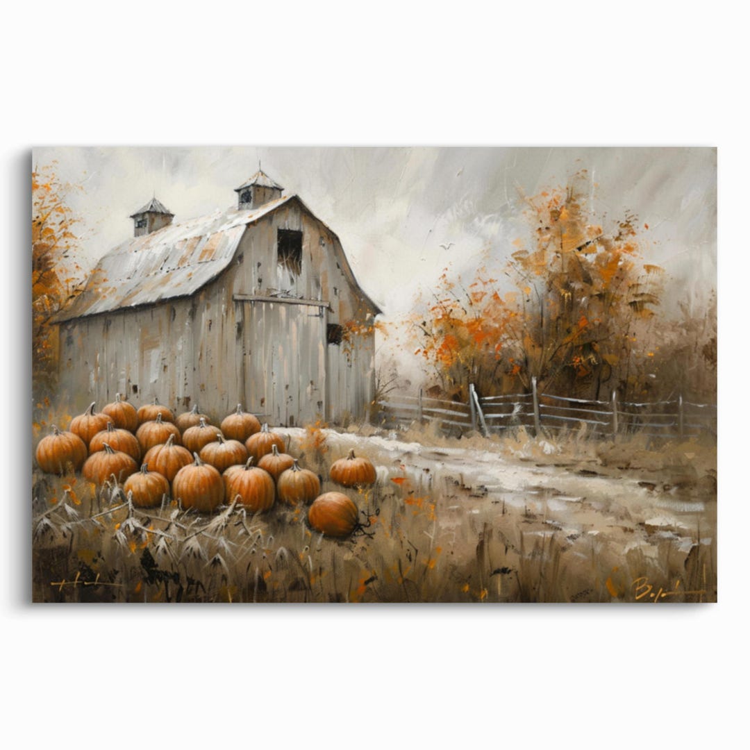 Halloween Wall Decor Printable Pumpkin Still Life Painting Rustic Fall ...