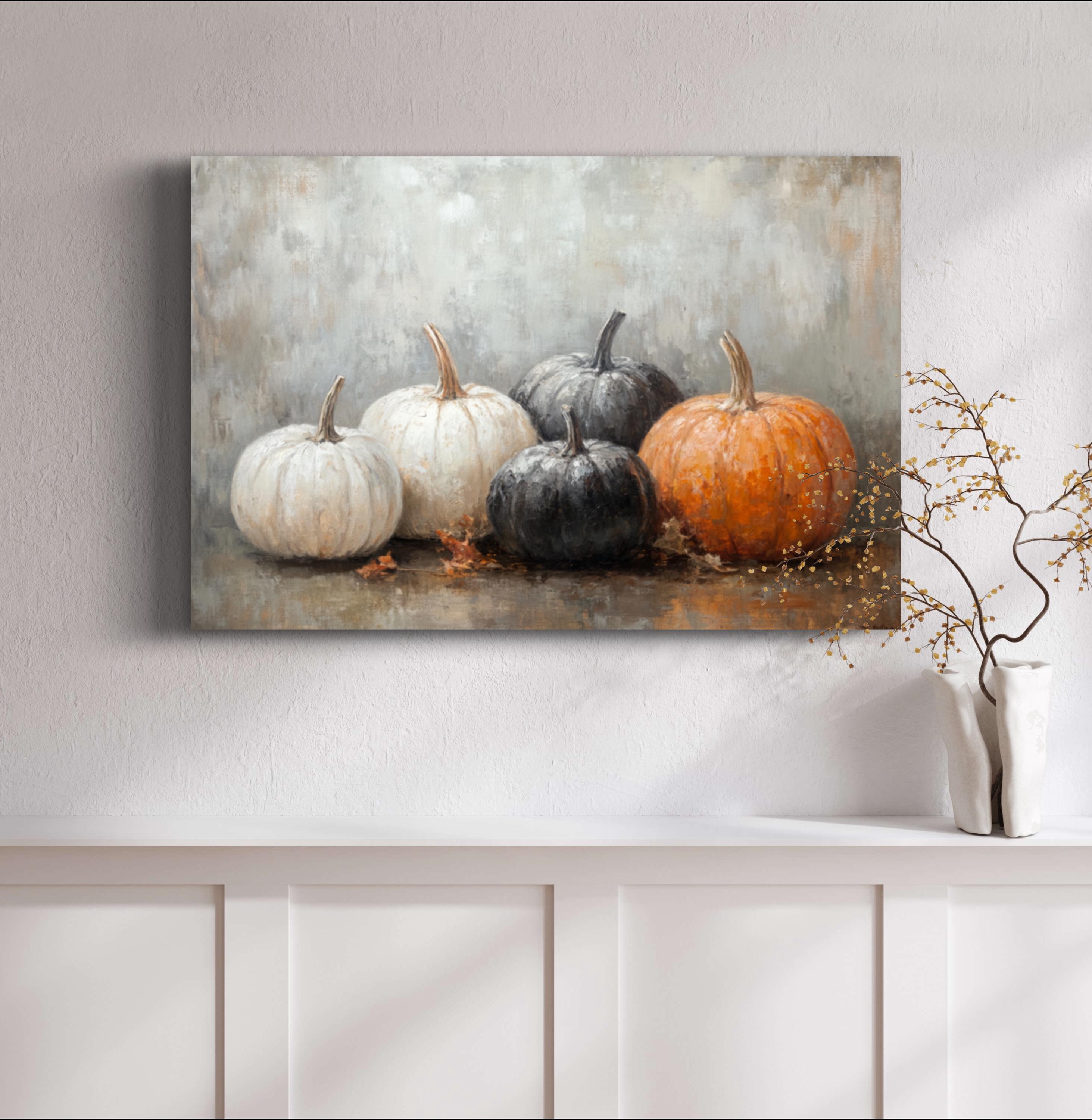 Rustic Fall Art Vintage halloween Wall Decor Printable Pumpkin Still ...