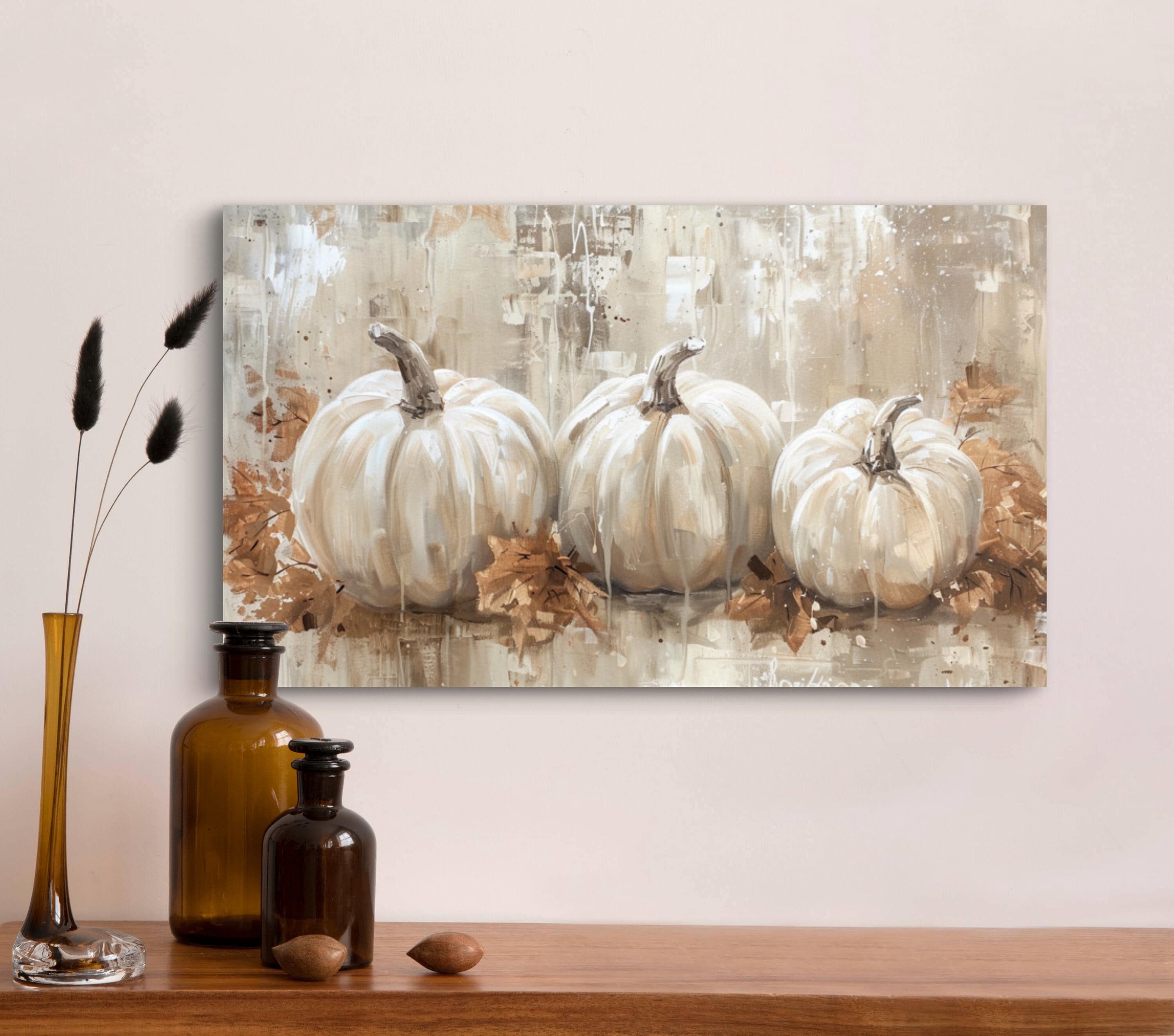 Halloween Wall Decor Printable Pumpkin Still Life Painting Rustic Fall ...