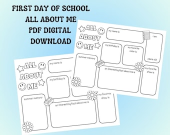 PRINTABLE All About Me Worksheet, Printable Activity for Kids, First ...