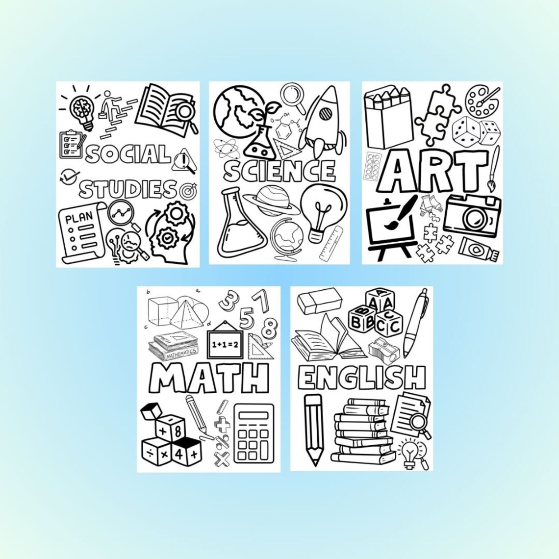 School Subjects Coloring Pages PDF Digital Download Printable Coloring ...