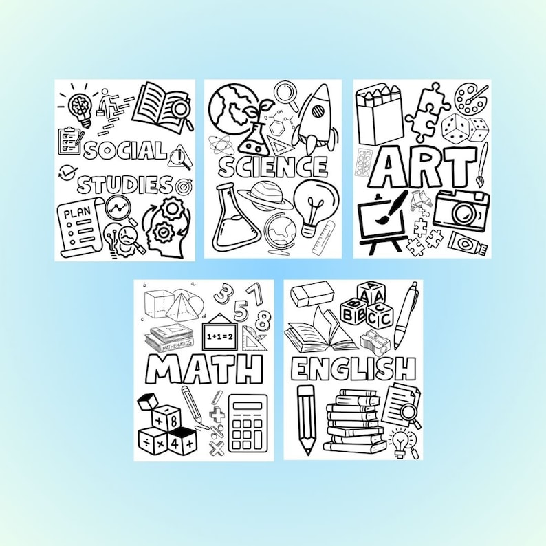 School Subjects Coloring Pages PDF Digital Download Printable Coloring ...