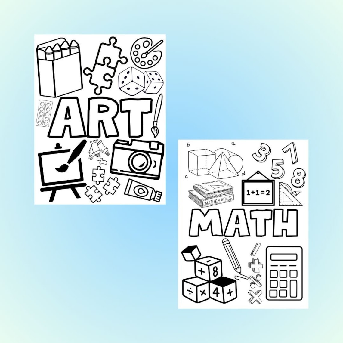 School Subjects Coloring Pages PDF Digital Download Printable Coloring ...