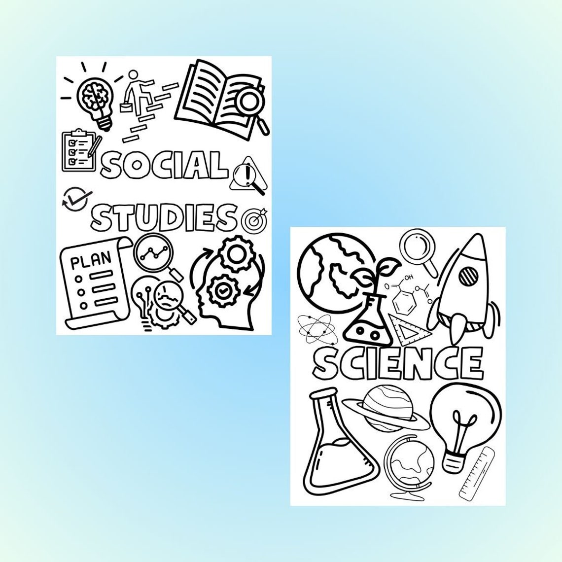 School Subjects Coloring Pages PDF Digital Download Printable Coloring ...