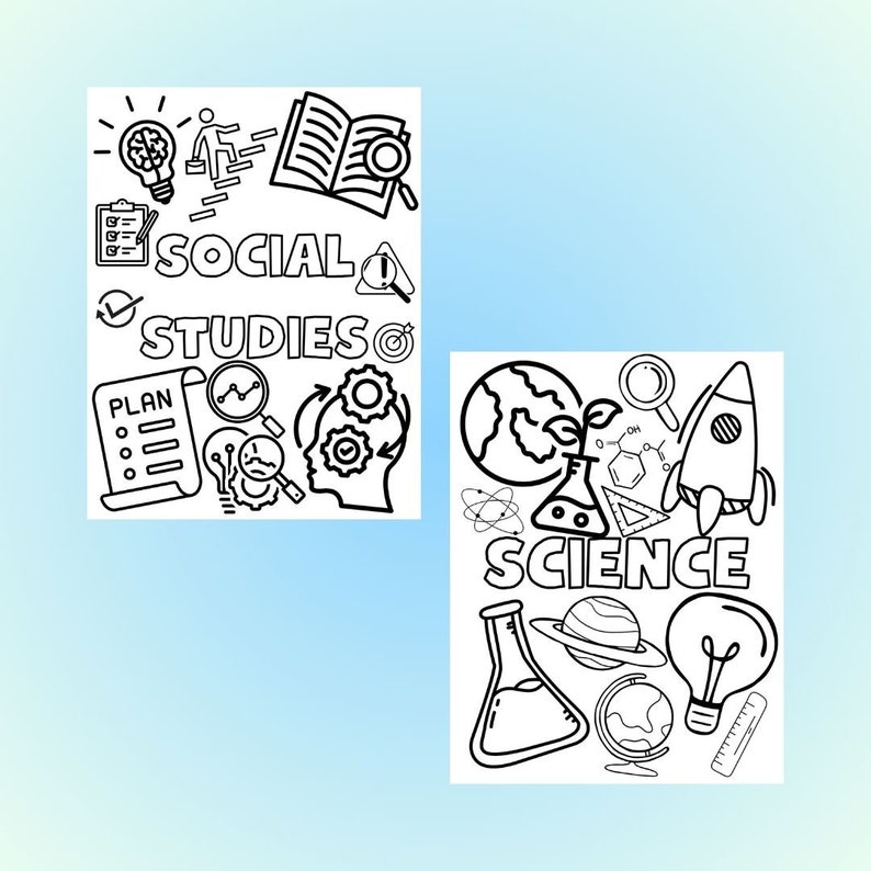 School Subjects Coloring Pages PDF Digital Download Printable Coloring ...