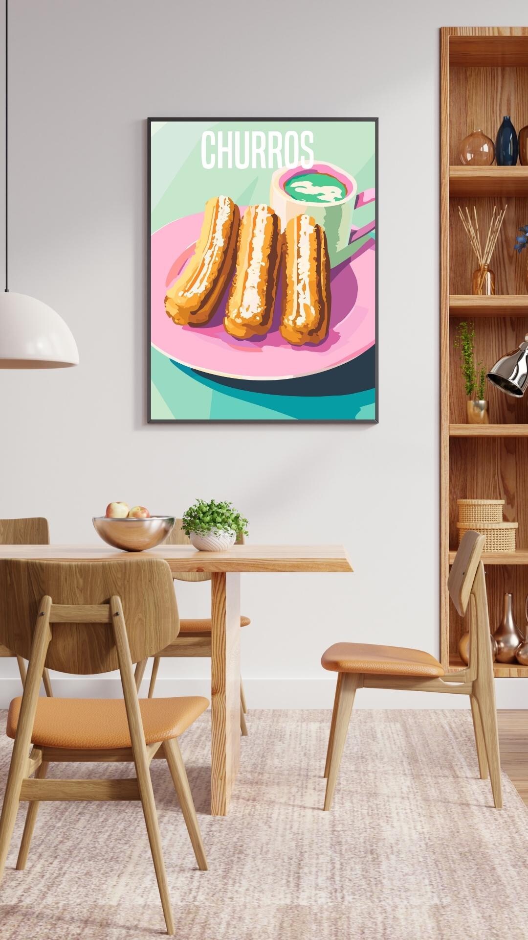 Churros Wall Art Posters, Digital Art - Wall Decor - Churros Cafe Art ...