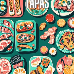 Tapas Selection, Spain - Wall Art Posters, Cafe Wall Decor, Restaurant ...
