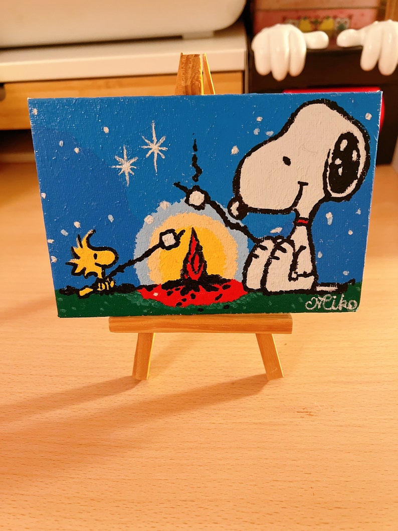 Snoopy Roasting Marshmallows in the Snow. Acrylic Paint. 1510cm ...