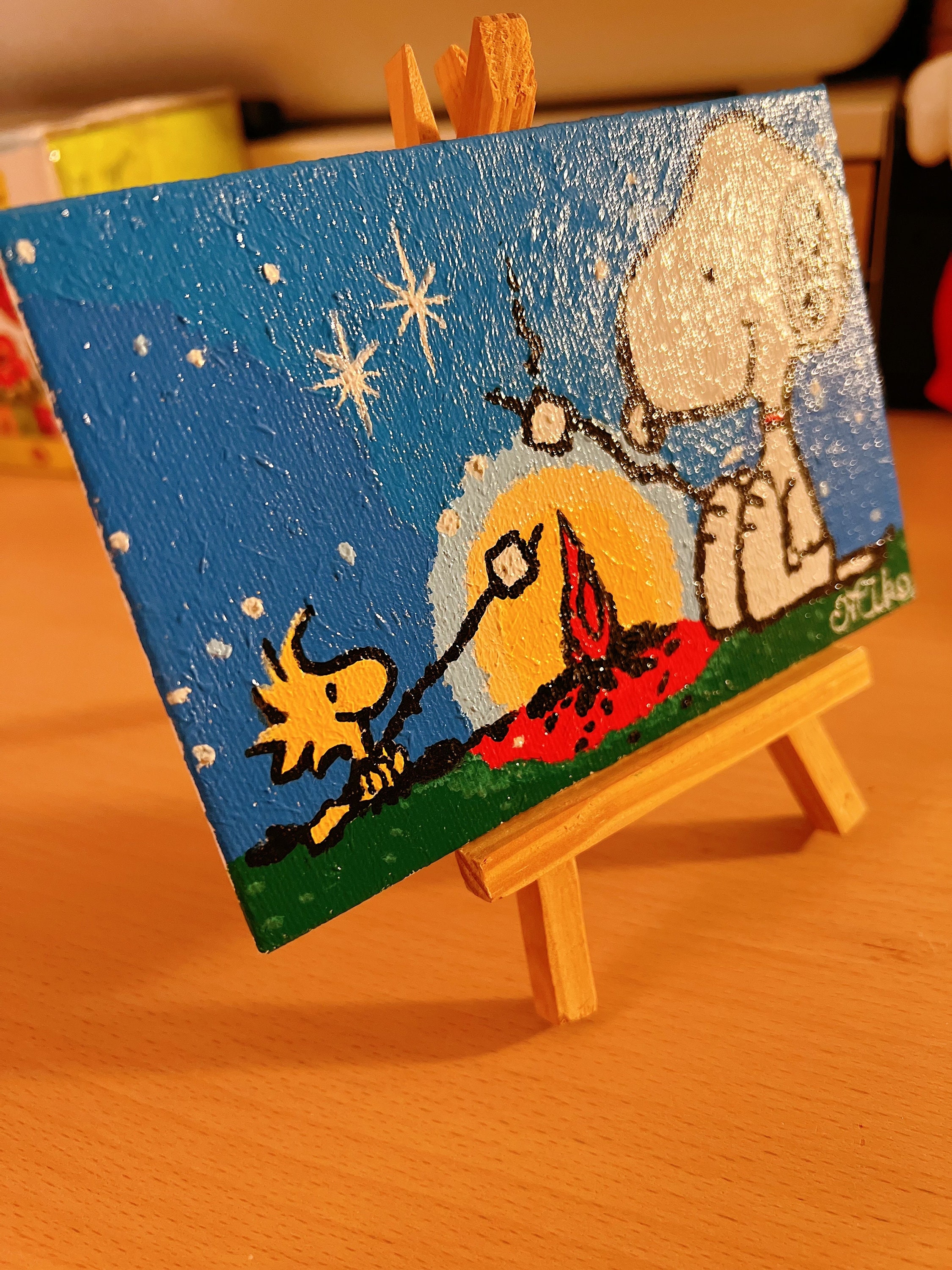Snoopy Roasting Marshmallows in the Snow. Acrylic Paint. 1510cm ...