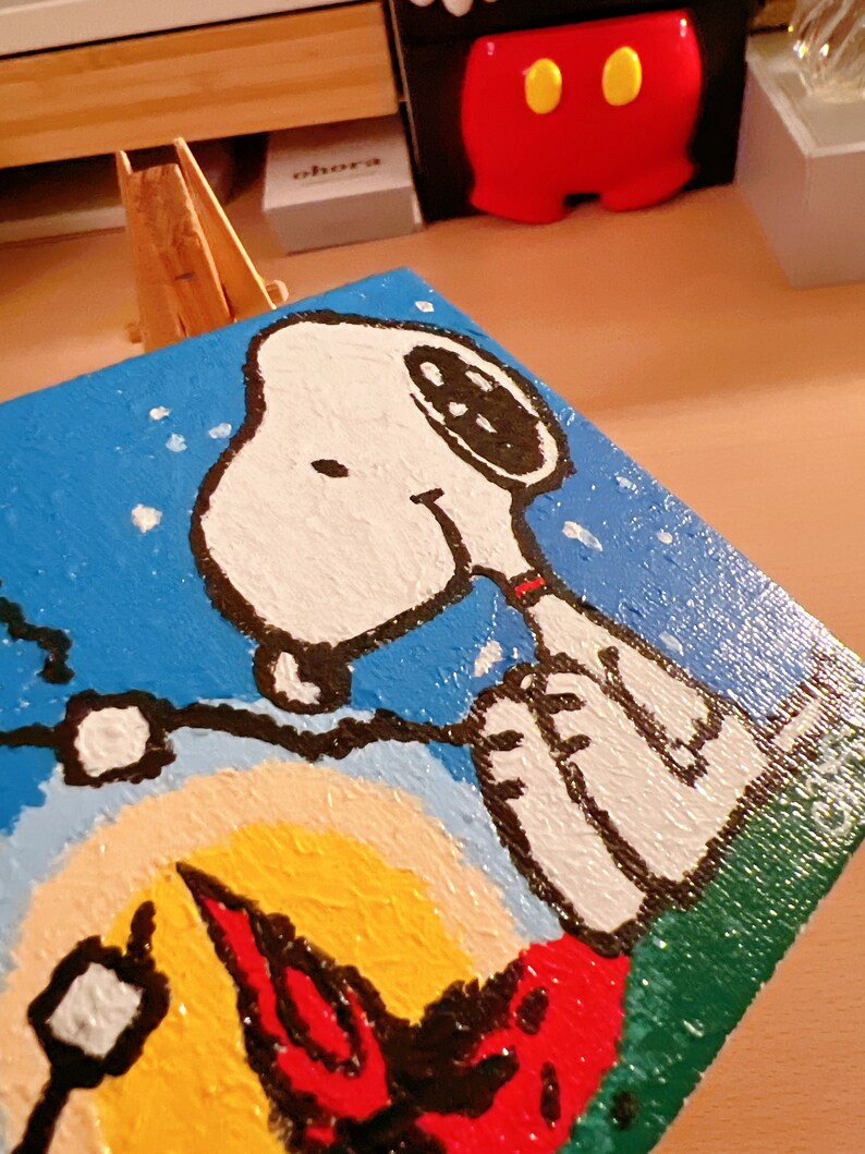 Snoopy Roasting Marshmallows in the Snow. Acrylic Paint. 1510cm ...