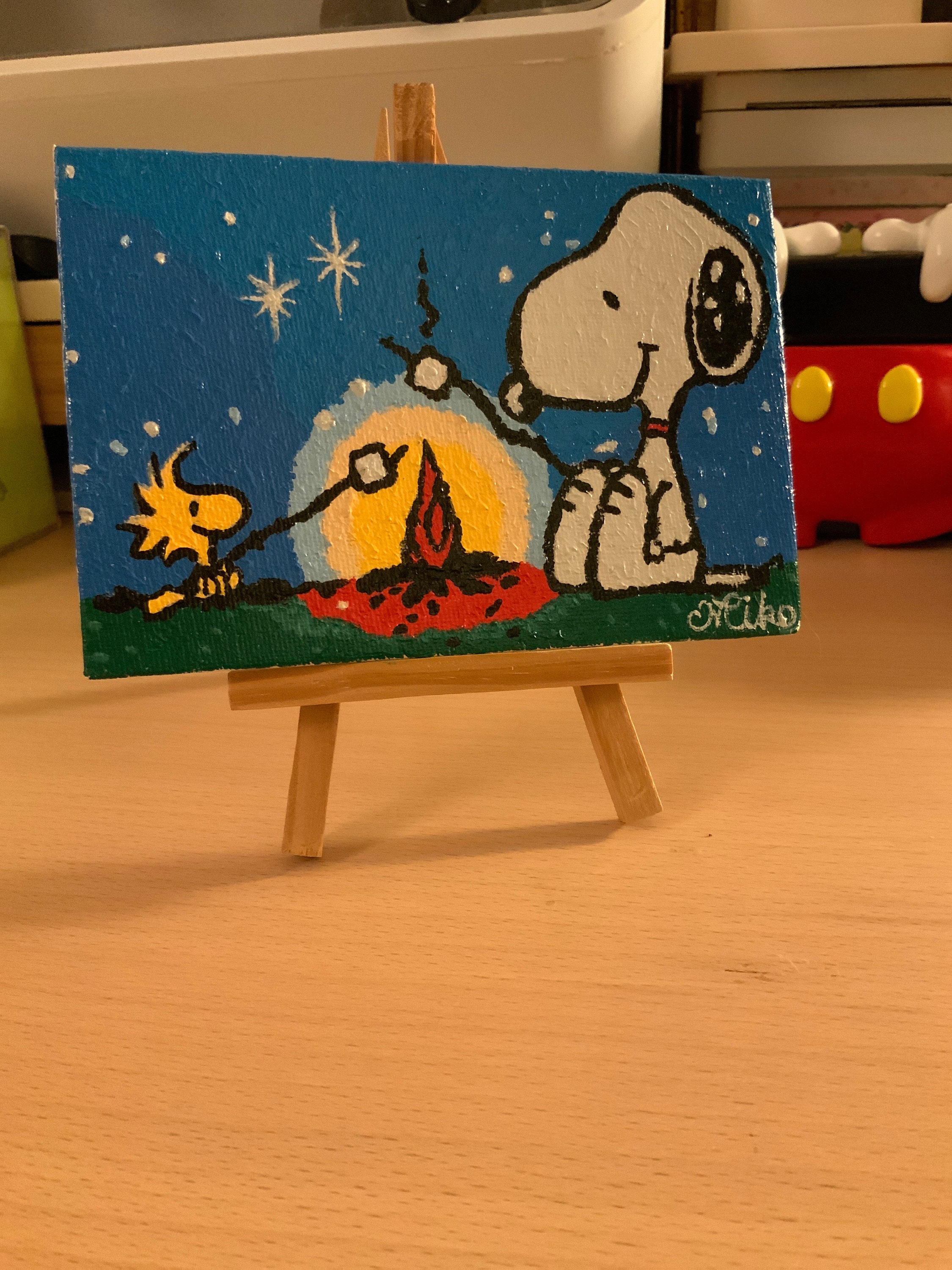 Snoopy Roasting Marshmallows in the Snow. Acrylic Paint. 1510cm ...